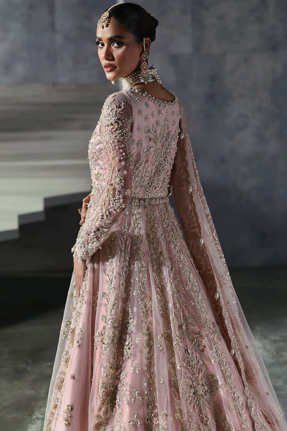 Pakistani Pink Bridal Dress – Handmade Pearls | USA